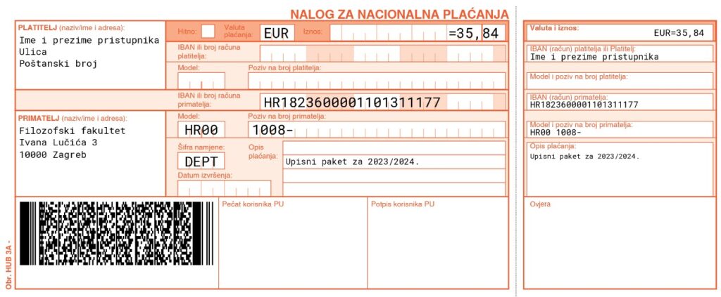 uplatnica_upisni_paket - Razredbeni postupak za upis prijediplomskih ...